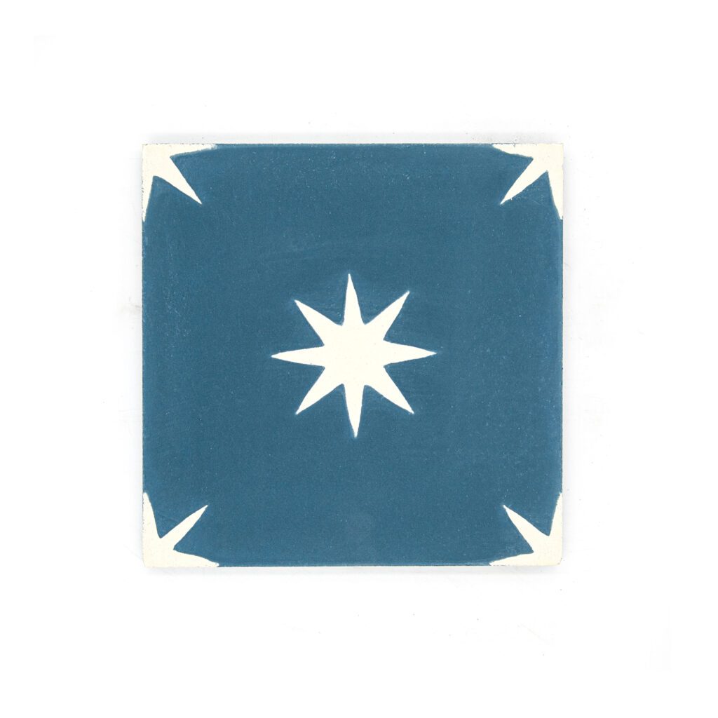 Encaustic Blue White Star 8 x 8