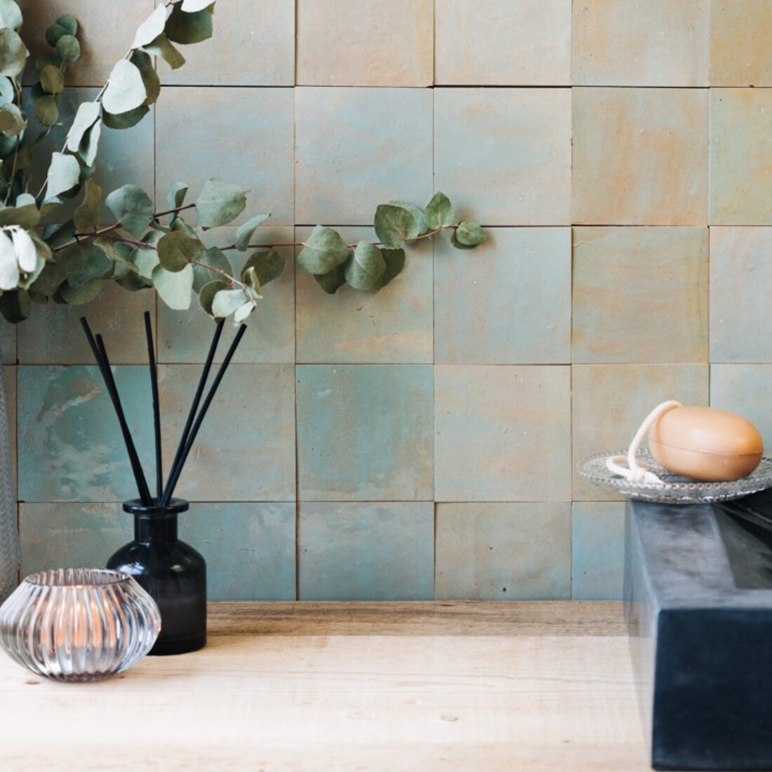 Light Green Zellige Tile | Maldive Light 4 x 4 | Paris Tile